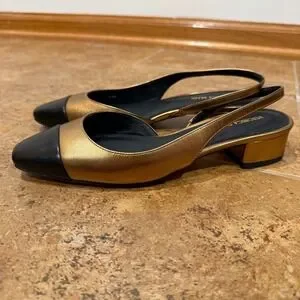 Veronica Beard | Shoes | Veronica Beard Cecile Gold Black Cap Toe ...